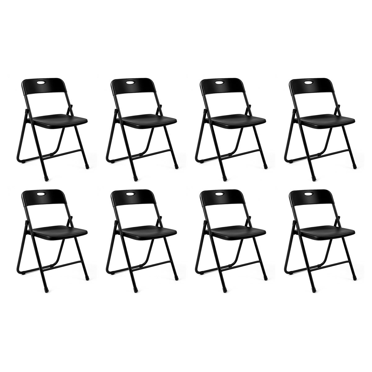 Pack 8 Sillas Plegables Negras con Asa y Bloqueo Automático – Compactas ...
